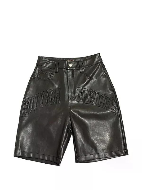 BOTTEGA DESIRES Logo-appliqué Leather Shorts