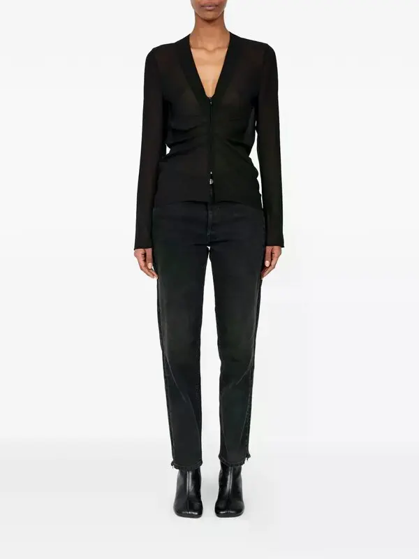 MAISON MARGIELA Gathered Chiffon V-neck Top