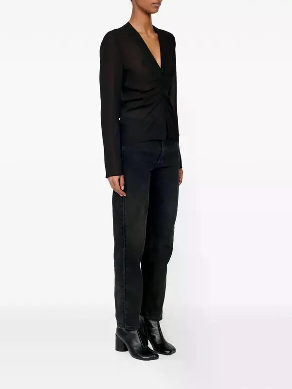 MAISON MARGIELA Gathered Chiffon V-neck Top