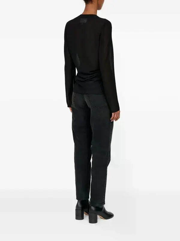 MAISON MARGIELA Gathered Chiffon V-neck Top