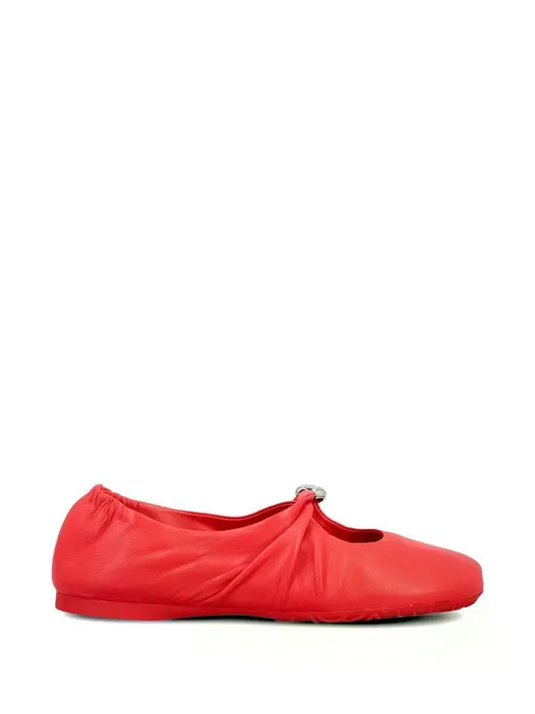 Loewe Pebble Ruched Leather Ballet Flats - Red