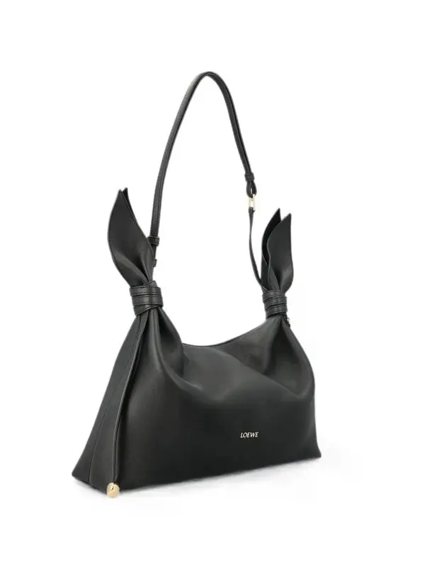 Loewe Paseo Knotted Leather Shoulder Bag - Black