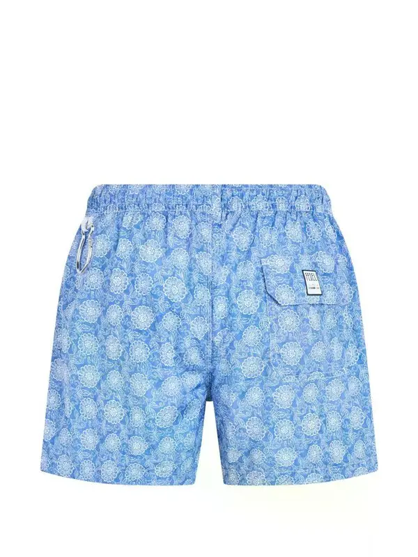 Fedeli Floral Print Swim Shorts - Blue