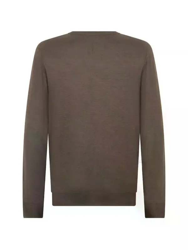 Fedeli Round Neck Long Sleeve Sweater - Brown