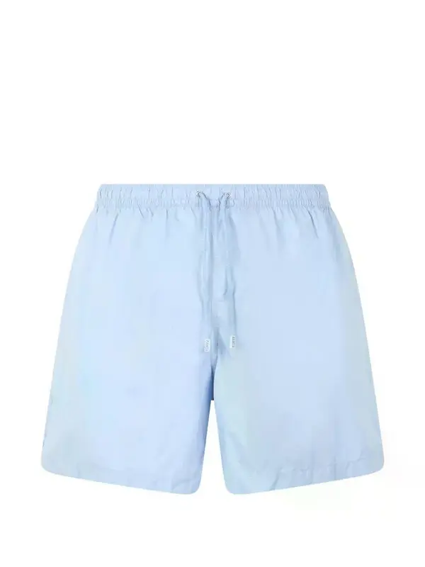 Fedeli Elasticated Swim Shorts With Logo Patch - Blue