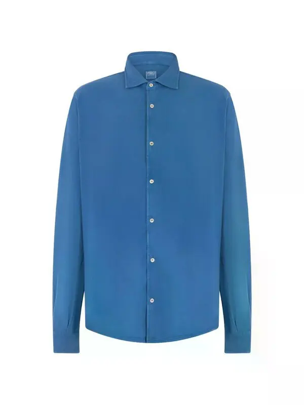 Fedeli Long-sleeve Button-down Shirt - Blue