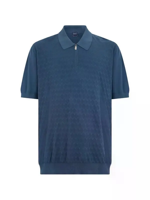 Fedeli Geometric-patterned Zip-fastening Polo Shirt