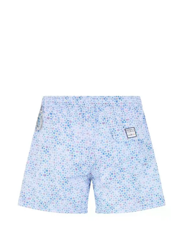 Fedeli Geometric Print Swim Shorts - Blue