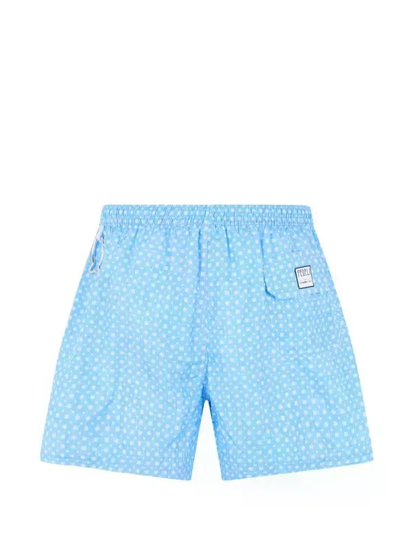 Fedeli Floral-print Swim Shorts - Blue