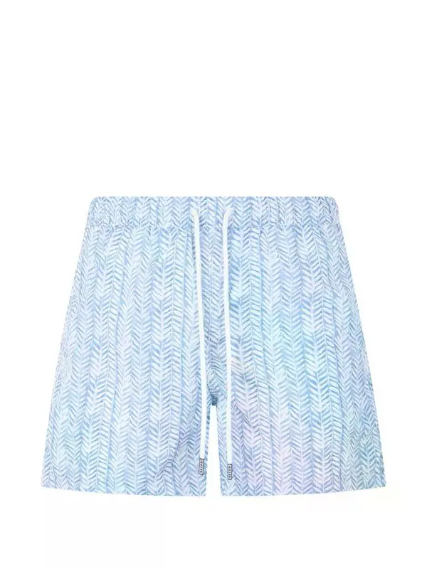 Fedeli Patterned Swim Shorts - Blue