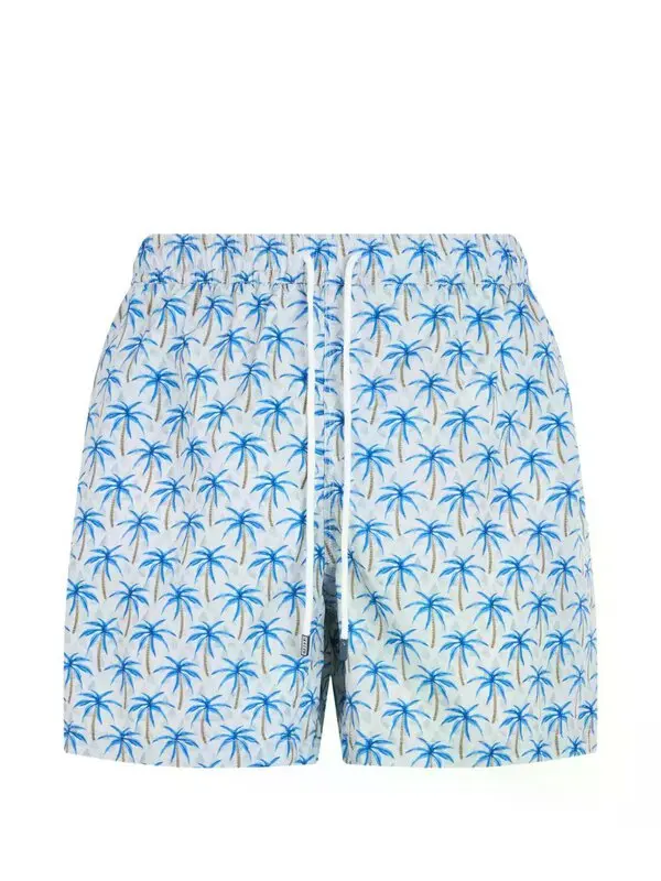 Fedeli Palm Tree Print Drawstring Shorts