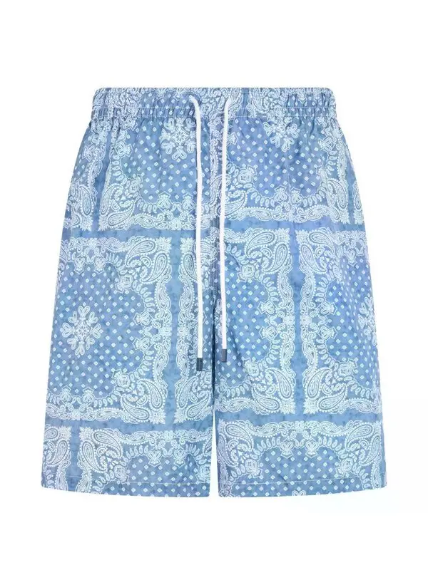 Fedeli Paisley Print Swim Shorts - Blue
