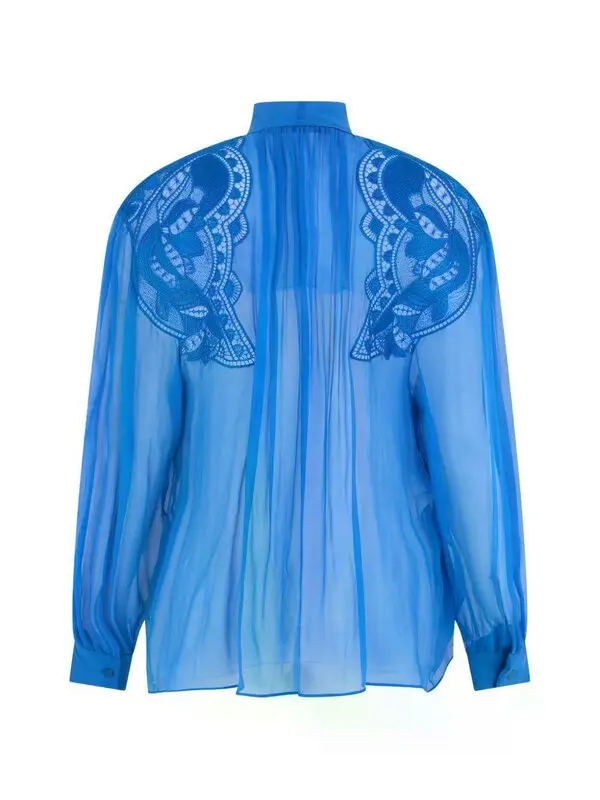 Alberta Ferretti Lace-panel Bow Blouse