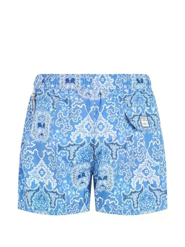 Fedeli Graphic Print Drawstring Swim Shorts
