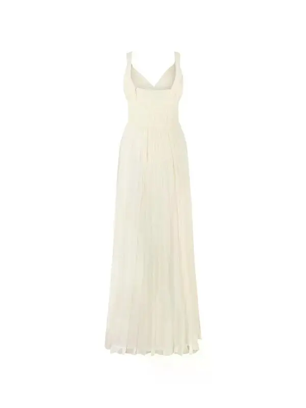 Alberta Ferretti Pleated Silk Maxi Dress