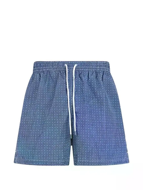 Fedeli Geometric Print Swim Shorts - Blue