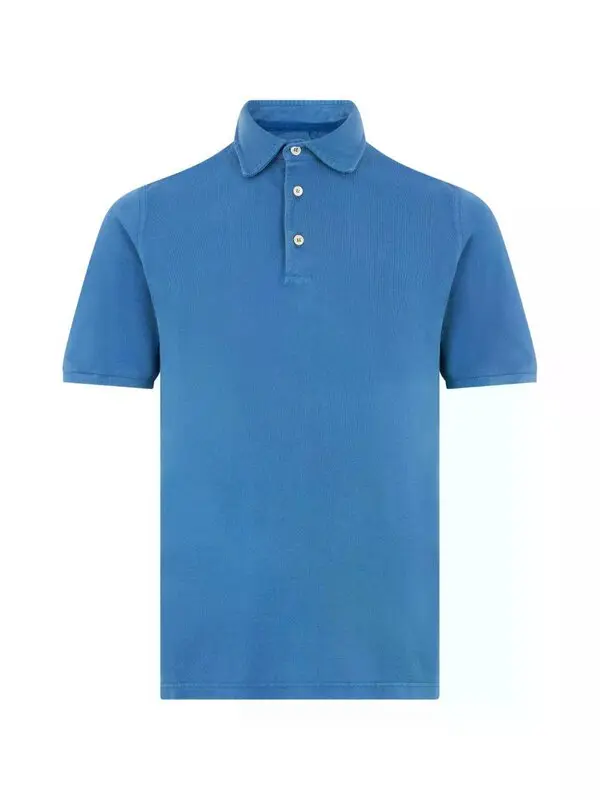 Fedeli Short-sleeve Cotton Polo Shirt - Blue