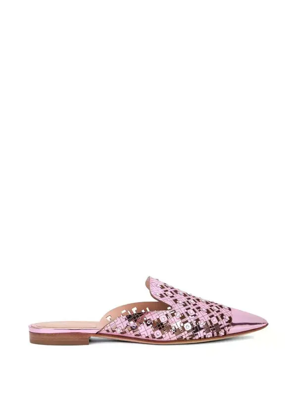 Alberta Ferretti Crystal-embellished Laser-cut Mules - Pink