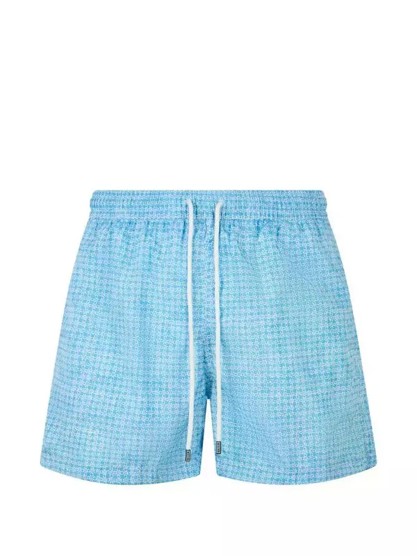 Fedeli Geometric Print Swim Shorts - Blue
