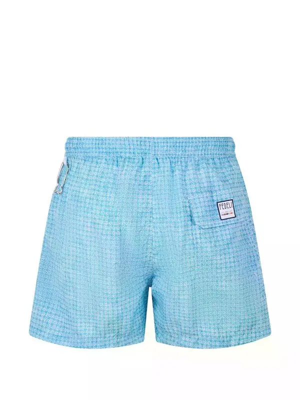 Fedeli Geometric Print Swim Shorts - Blue