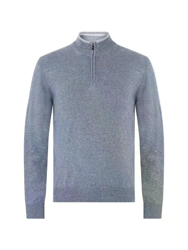 Fedeli Quarter-zip Knit Sweater - Blue
