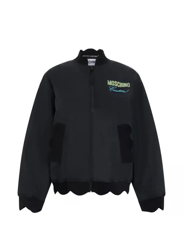 Moschino Scalloped-edge Logo-print Bomber Jacket