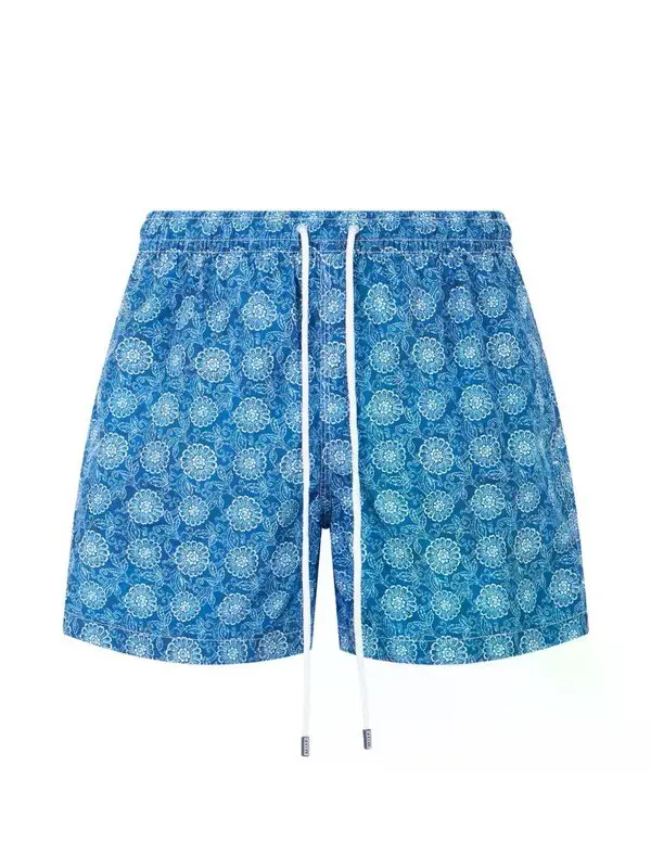Fedeli Floral Print Swim Shorts - Blue