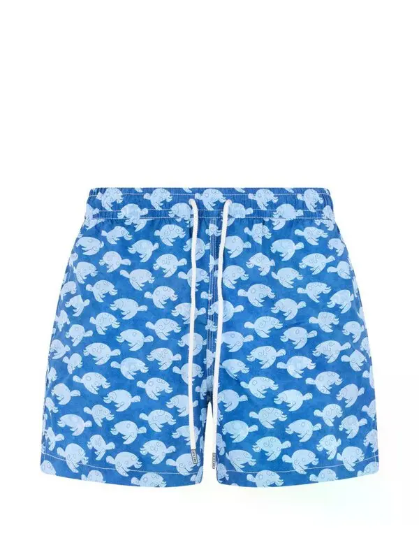 Fedeli Turtle Print Drawstring Swim Shorts