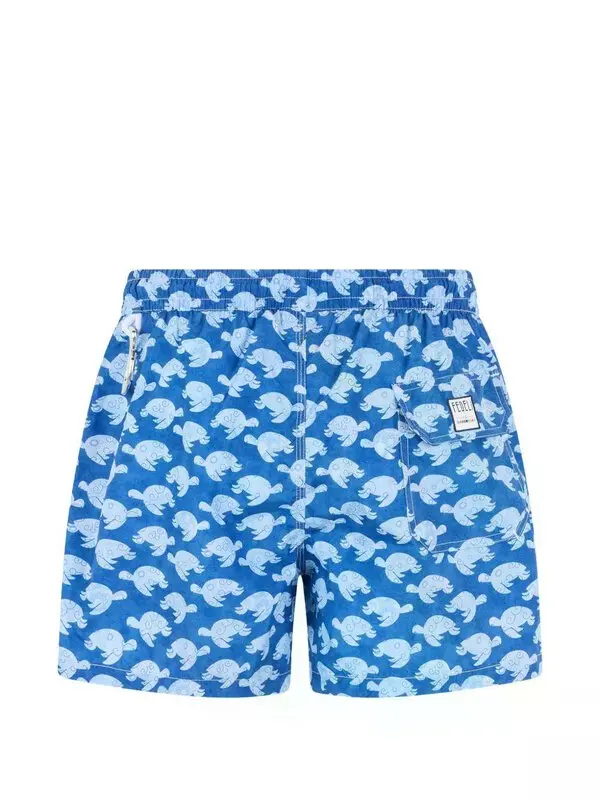Fedeli Turtle Print Drawstring Swim Shorts