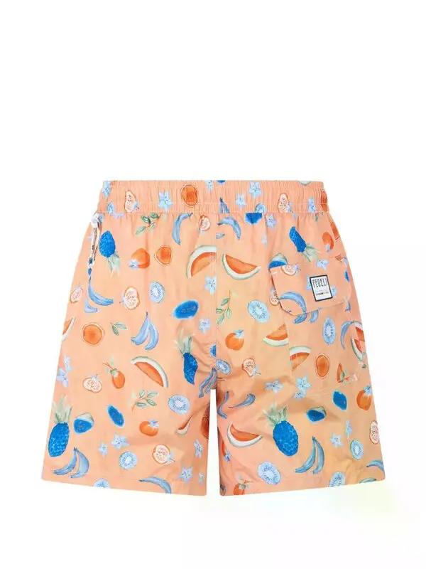 Fedeli Printed Swim Shorts - Orange