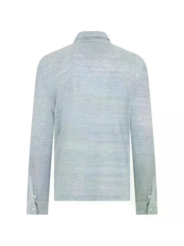Fedeli Striped Long-sleeve Polo Shirt - Blue