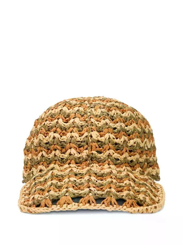 Alberta Ferretti Woven Zig-zag Baseball Cap - Neutrals
