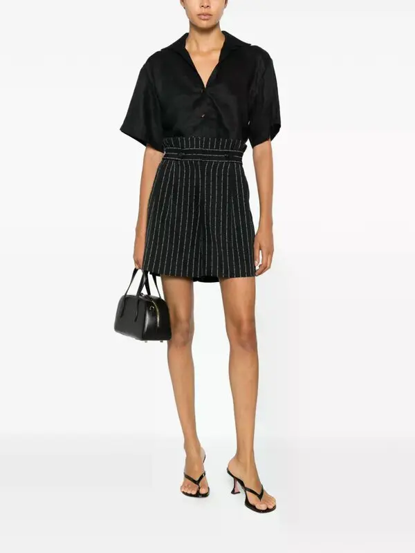 Karl Lagerfeld Logo Pinstripe High-waist Shorts