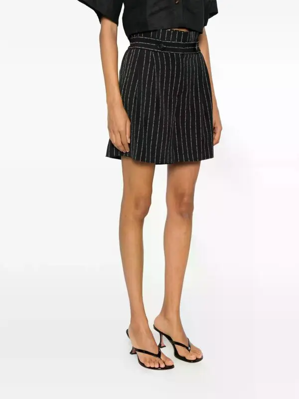 Karl Lagerfeld Logo Pinstripe High-waist Shorts