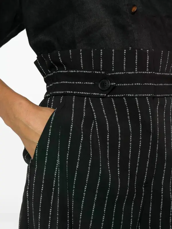 Karl Lagerfeld Logo Pinstripe High-waist Shorts