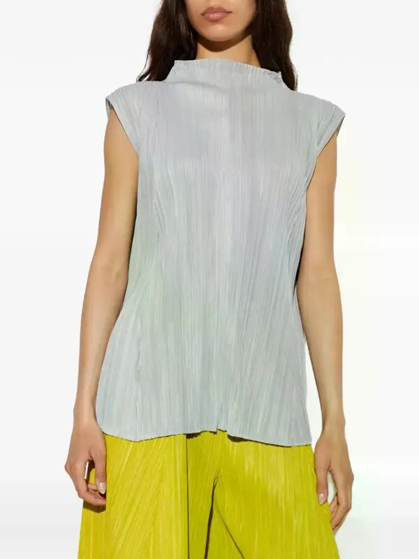 Issey Miyake Sleeveless High Neck Blouse - Grey