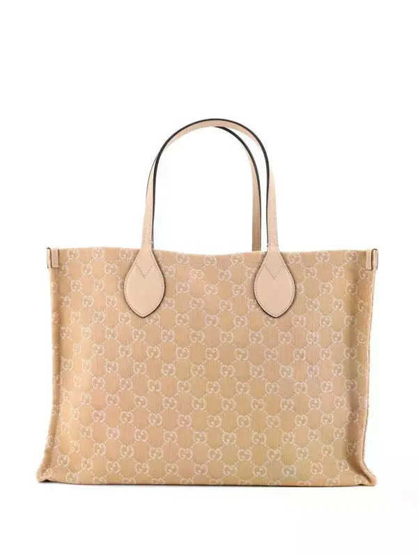 Gucci Ophidia Gg Denim Large Shopper Tote Bag - Neutrals
