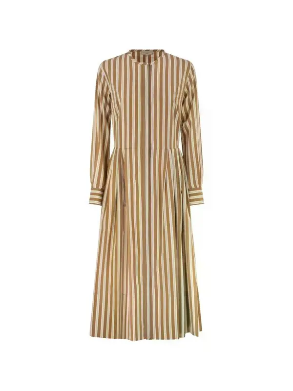 Antonelli Firenze Striped Pleated Midi Dress