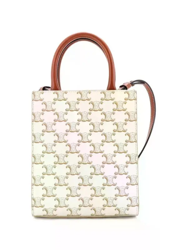 Celine Vertical Cabas Tote Triomphe Coated Canvas Satchel - Brown