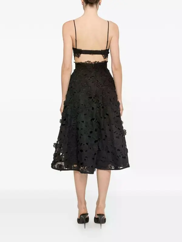 NISSA 3d Floral Embroidery Cotton Crop Top
