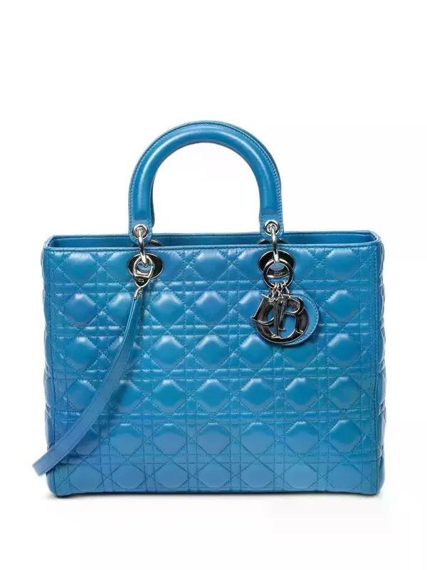 Dior Cannage Lady Tote Bag - Blue