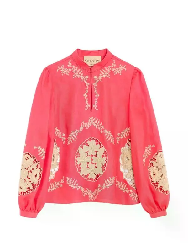 Valentino Garavani Embroidered Linen Kaftan Top