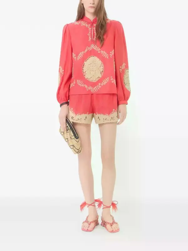 Valentino Garavani Embroidered Linen Kaftan Top