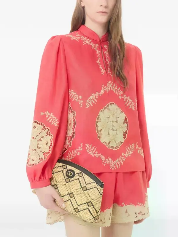 Valentino Garavani Embroidered Linen Kaftan Top