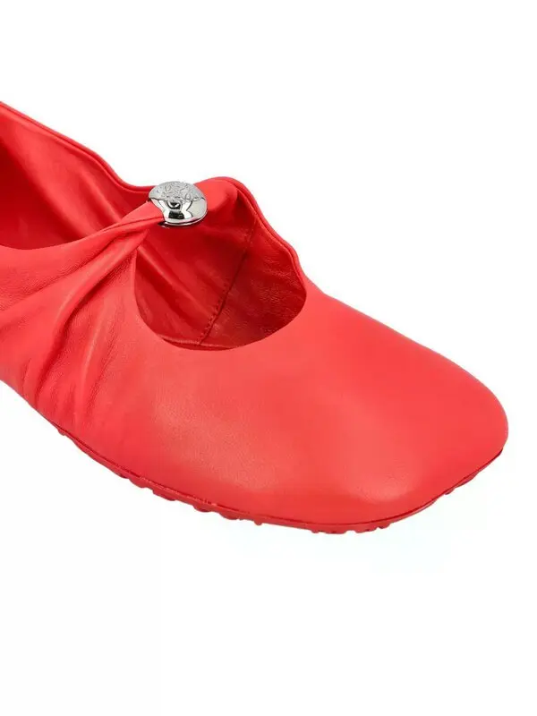 Loewe Pebble Ruched Leather Ballet Flats