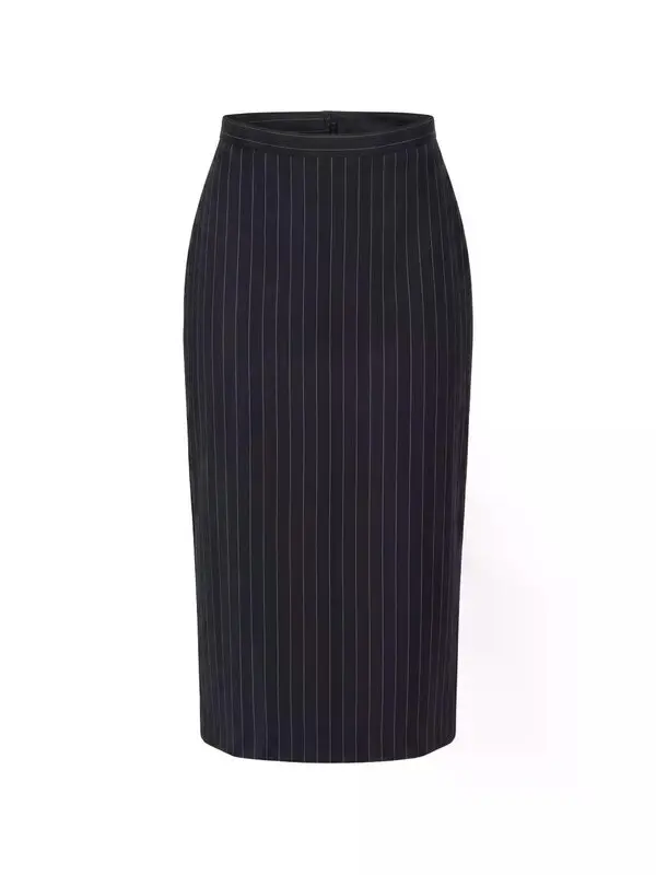 Givenchy Wool Pinstripe Midi Skirt - Blue