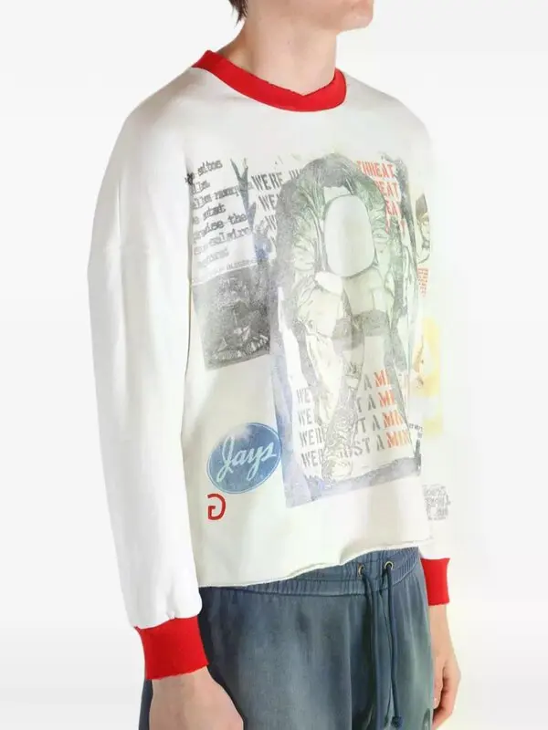 SAITOS Graphic Print Raw-cut Sweatshirt