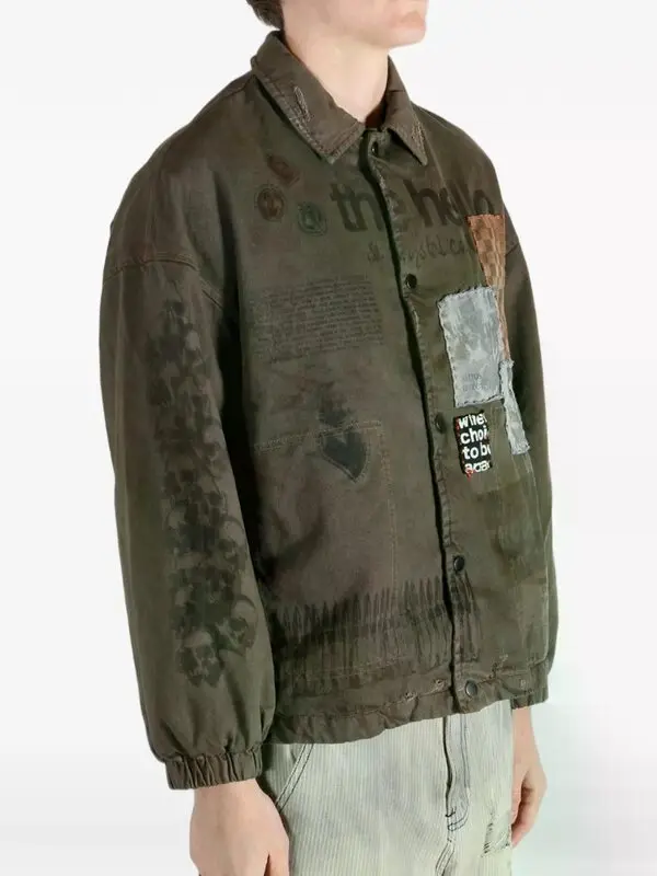 SAITOS Patchwork Detail Button-down Jacket