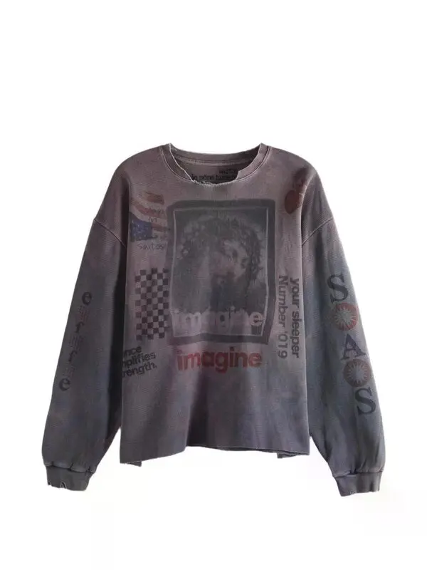 SAITOS Graphic-print Waffle-knit T-shirt