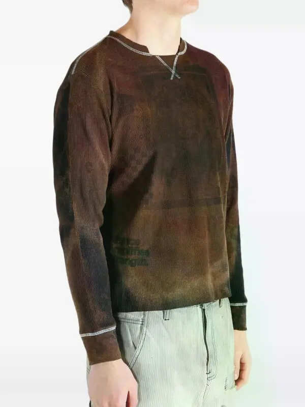 SAITOS Graphic-print Waffle-knit T-shirt